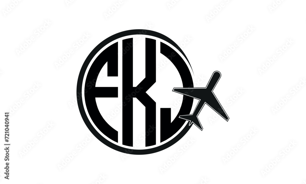 FKJ three initial letter circle tour & travel agency logo design vector ...