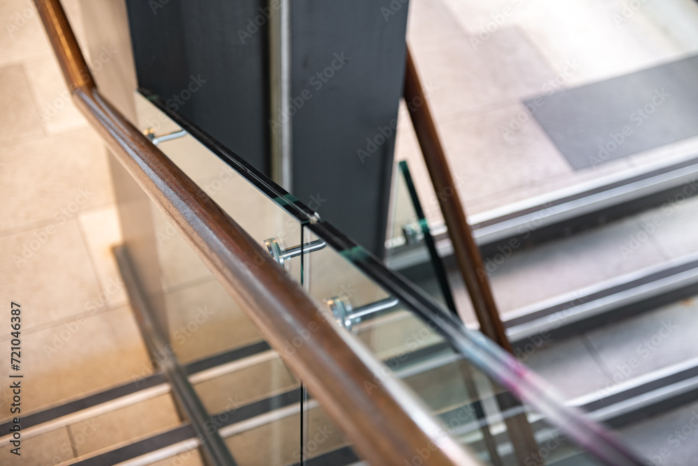 Stainless steel, glass and wood railing.Fall Protection. modern design ...