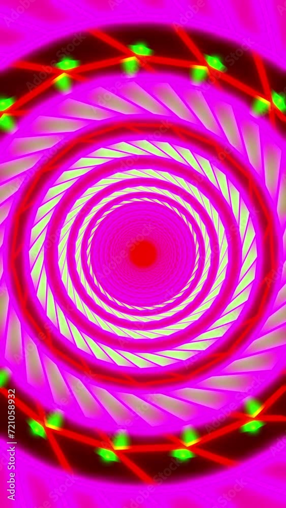 Vertical Infinite loop neon colorful twisted tunnel. VJ animation ...