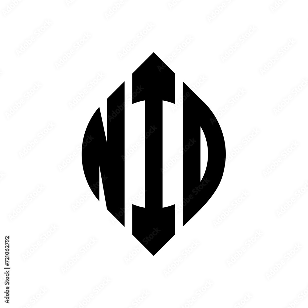 NID circle letter logo design with circle and ellipse shape. NID ...