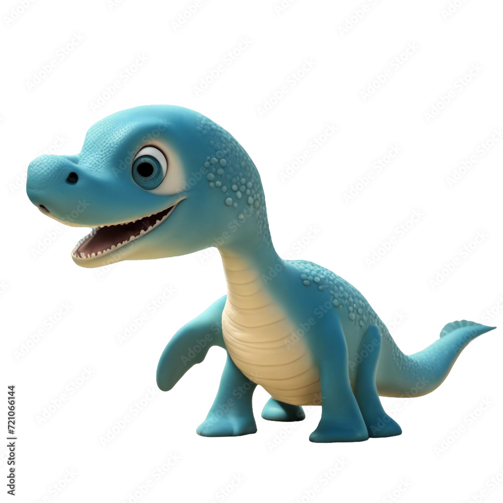Cute plesiosaurus dinosaur cartoon with white background create by Ai ...