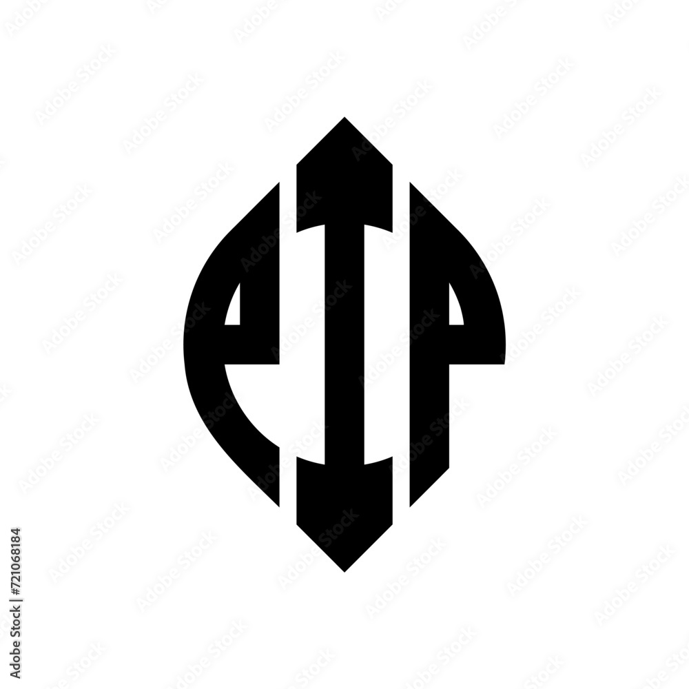 PIP circle letter logo design with circle and ellipse shape. PIP ...