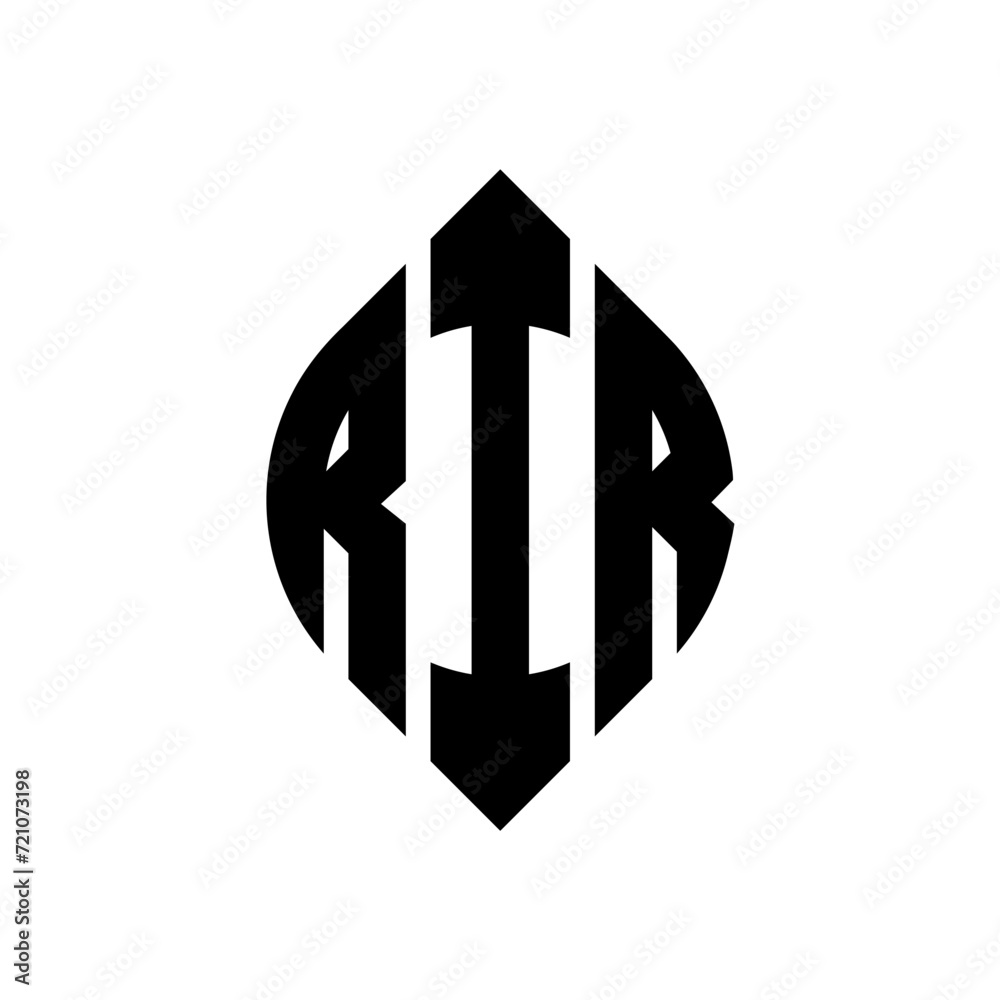 RIR circle letter logo design with circle and ellipse shape. RIR ...
