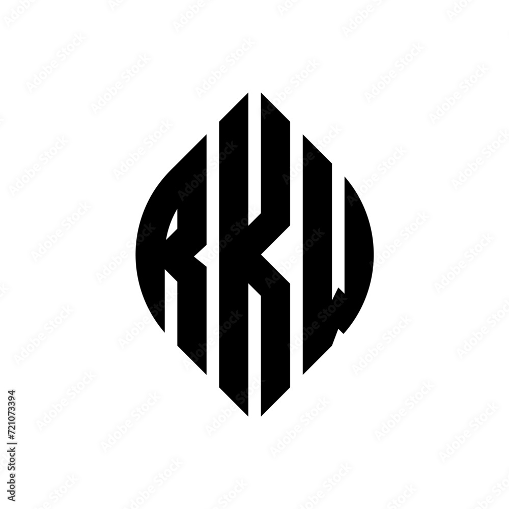 RKW circle letter logo design with circle and ellipse shape. RKW ...
