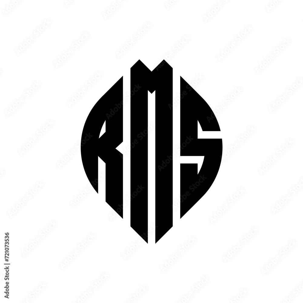 Vecteur Stock RMS circle letter logo design with circle and ellipse ...