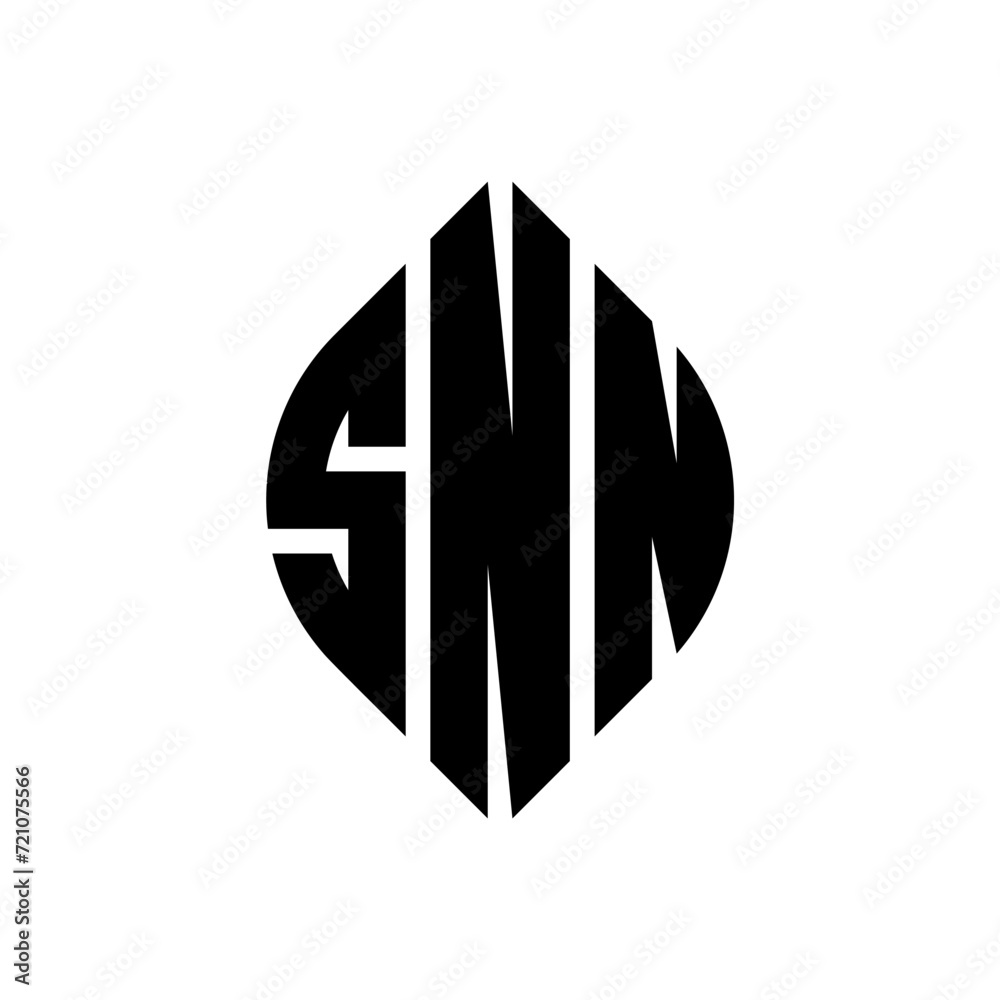 SNN circle letter logo design with circle and ellipse shape. SNN ...