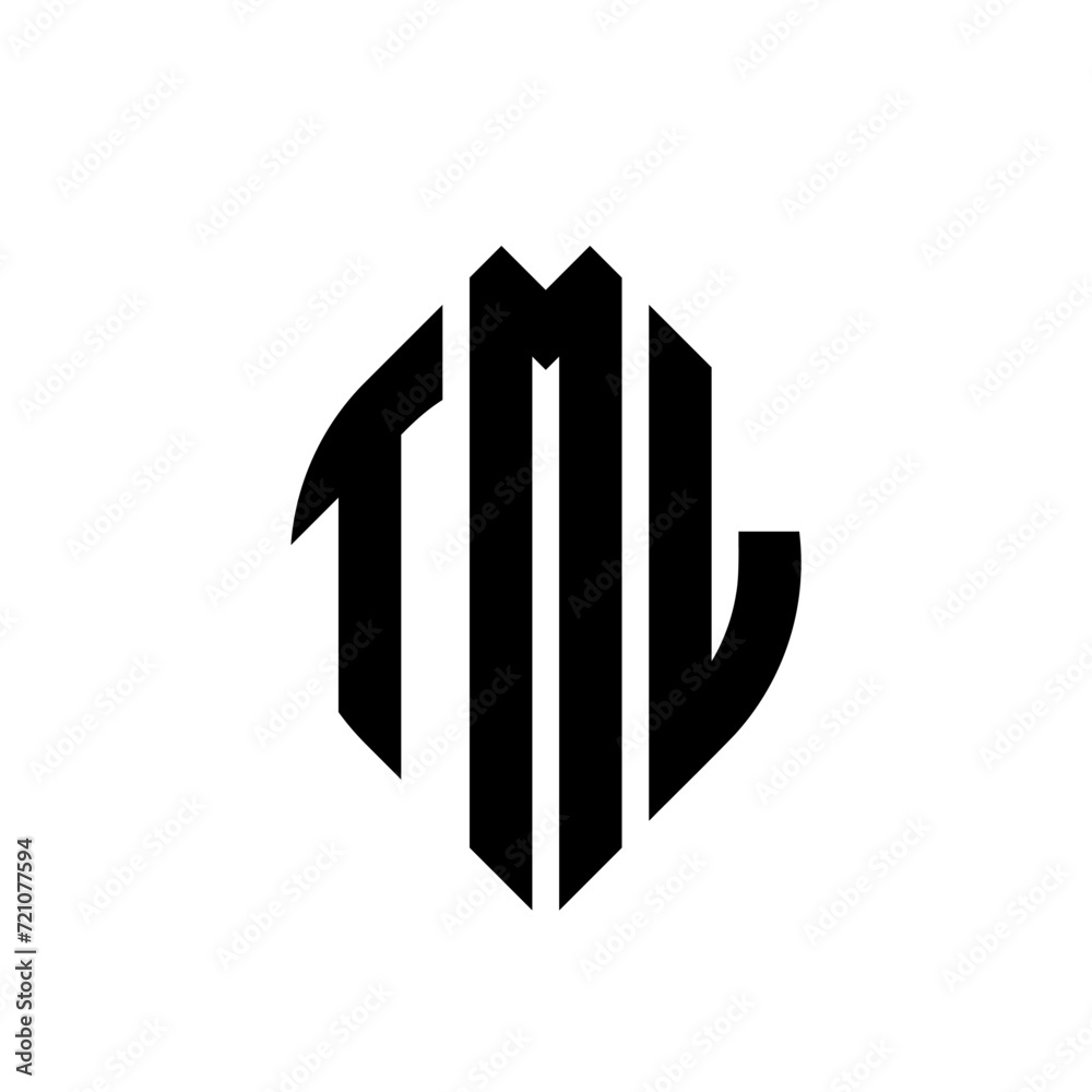 TML circle letter logo design with circle and ellipse shape. TML ...