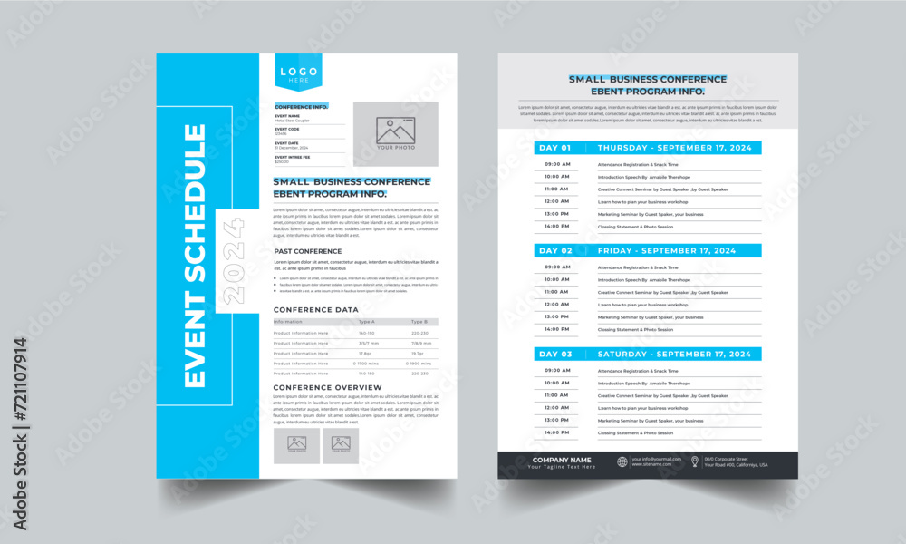 Event Schedule layout design template with unique design style concept ...