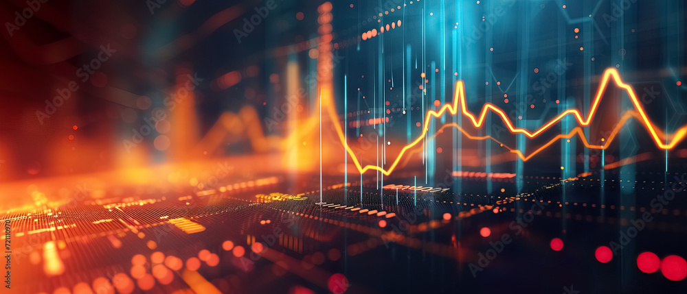 Abstract background with Top view Financial charts and graphs ...