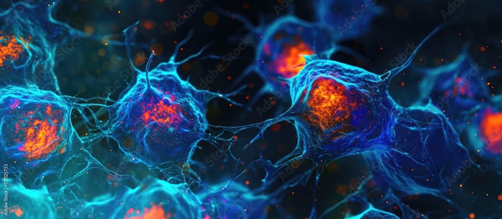 Fluorescence mode in digital microscope for viewing cancer cells in ...