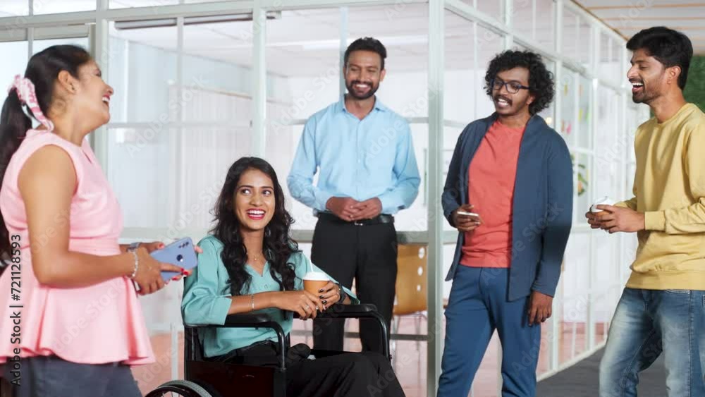 Group of diverse Team members at office spending time together during ...