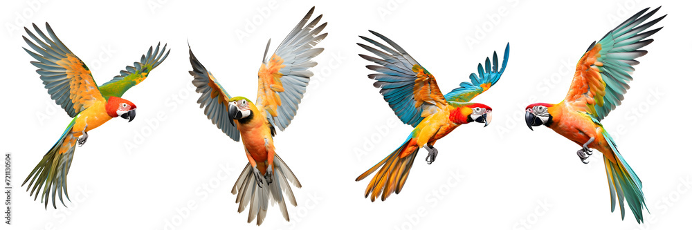 macaw parrot set isolated on transparent background - design element ...