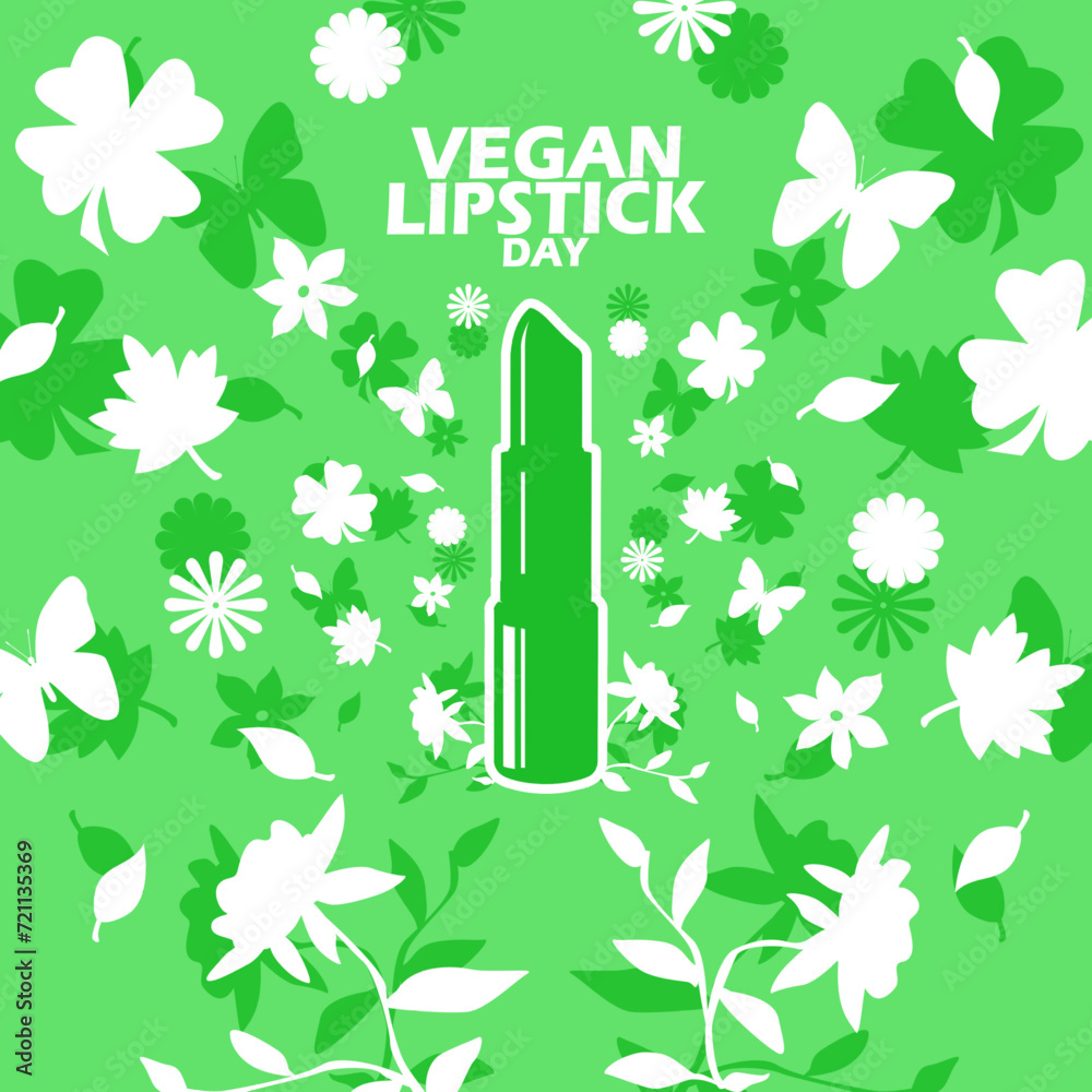 National Vegan Lipstick Day event banner. Illustration of a lipstick ...