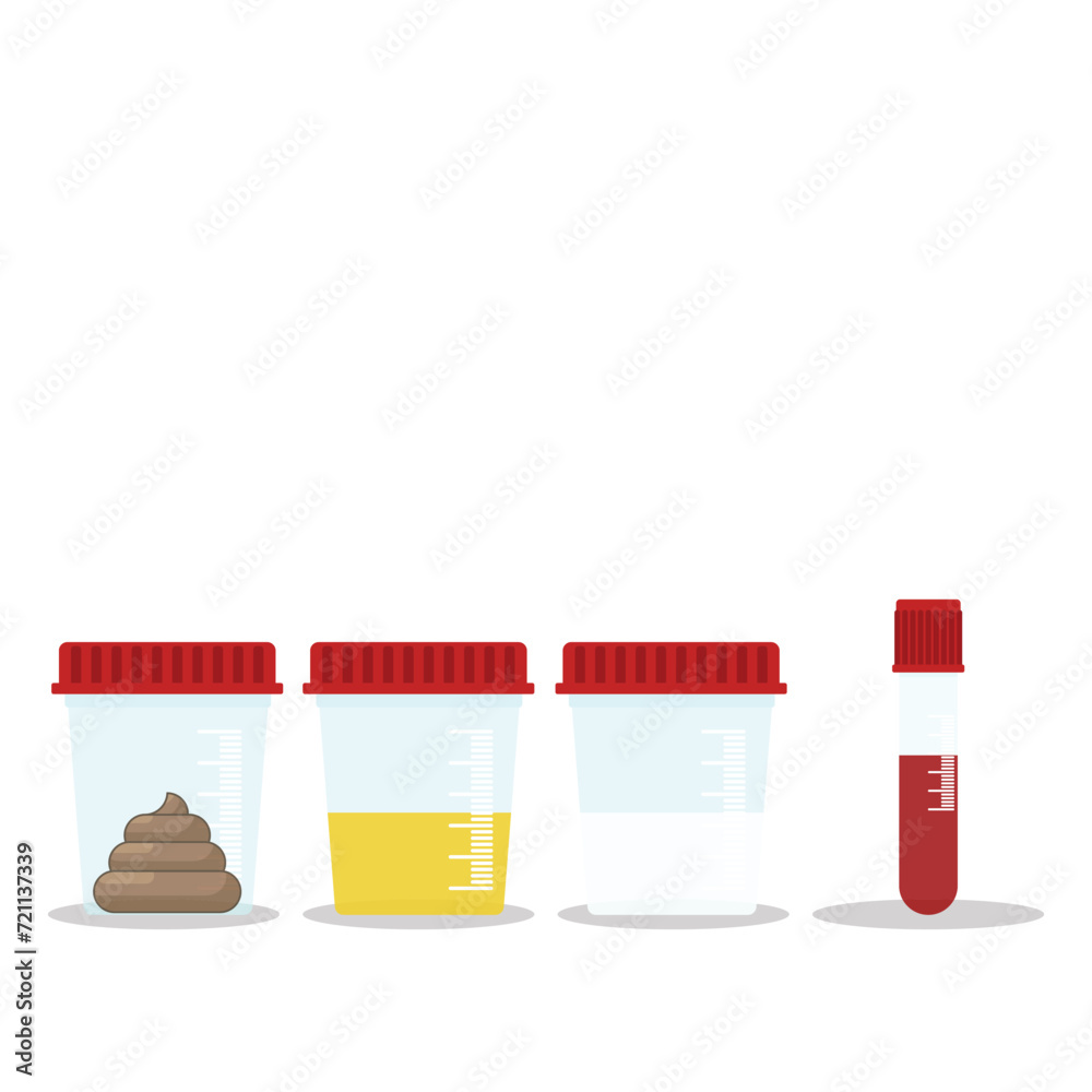 Vetor de Urine, stool, sperm and blood analysis. Urine, stool, sperm ...
