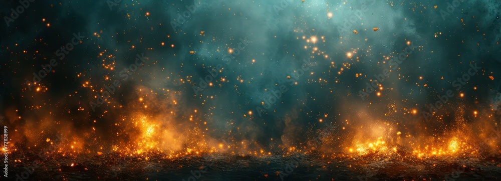 wall on a textured background with gold colored fire work Stock ...