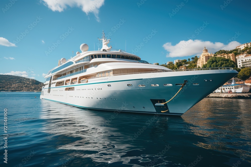 Yachting Bliss: A Stately Cruise Ship Yacht Glides Through the Ocean ...