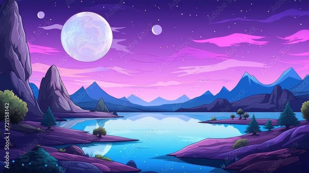 cartoon sci-fi alien planet landscape, Stock Illustration | Adobe Stock