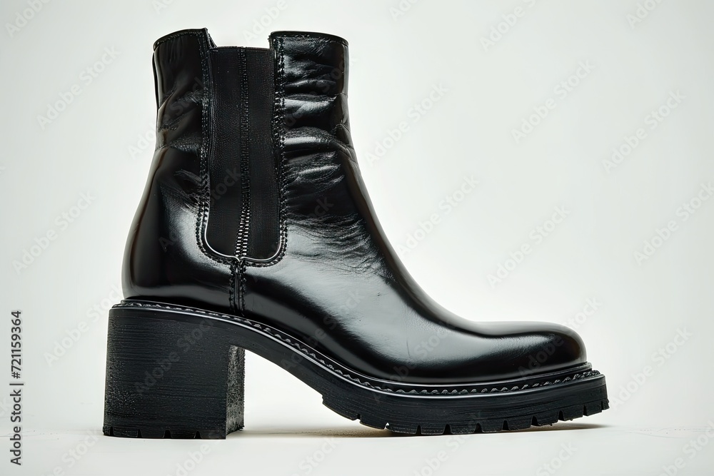 Blank black women's fashion cossack Chelsea Cowboy boots isolated on ...