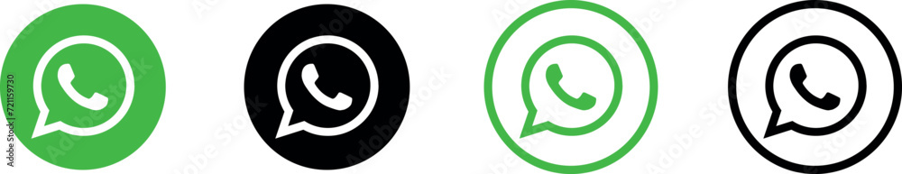 WhatsApp - popular social media button icon, instant messenger logo of ...