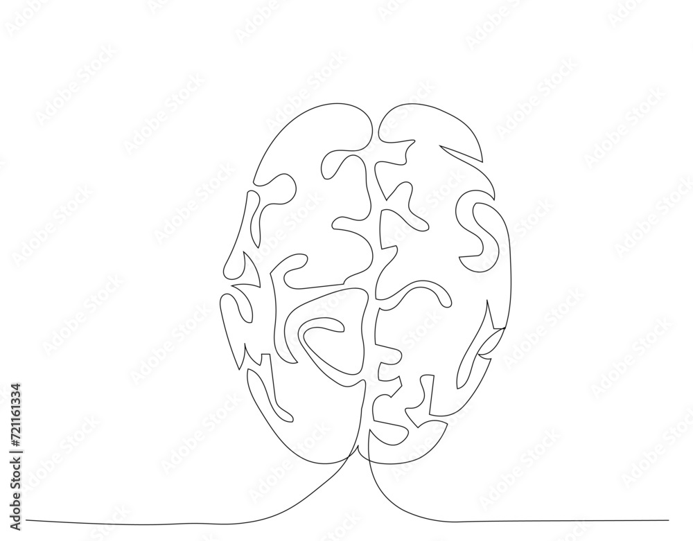 Continuous one line drawing of Human brain. Genius idea and psychology ...