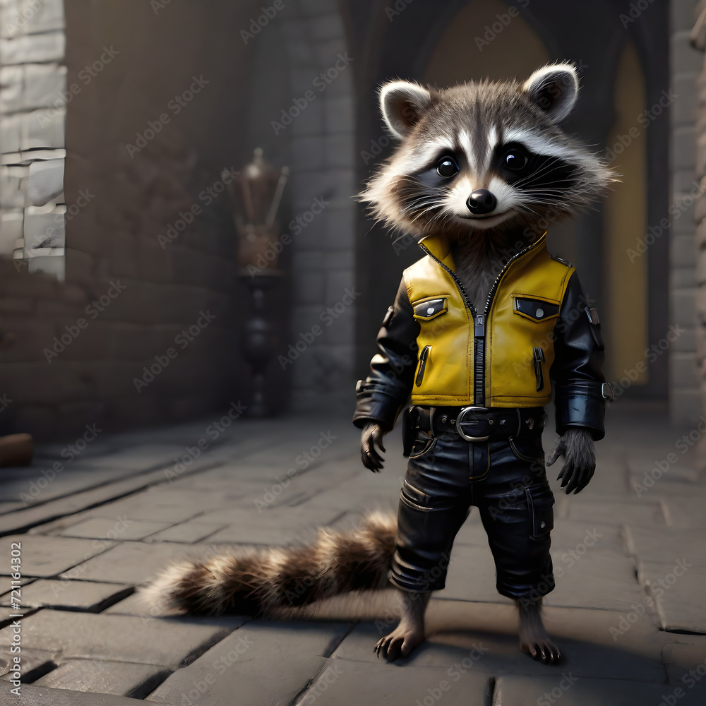 Have you ever seen a fluffy baby raccoon wearing a black leather jacket ...