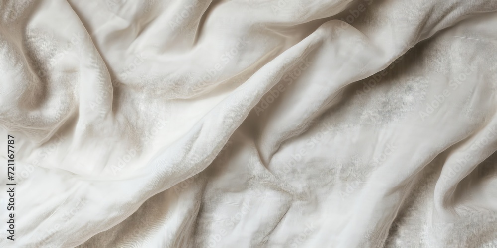 White crumpled linen fabric texture background. Natural linen organic ...