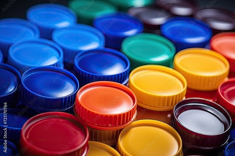 Plastic Bottle Caps Pile. Recycling HDPE Material Group, Circle ...