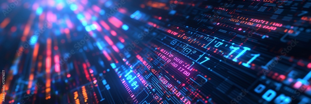 Artificial Intelligence illustration of Neon Code Matrix, background ...