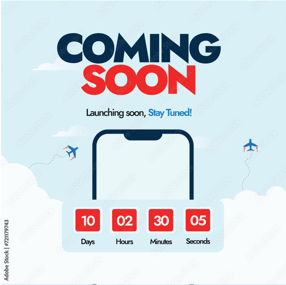 Coming soon. Launching soon announcement banner in cyan background with ...