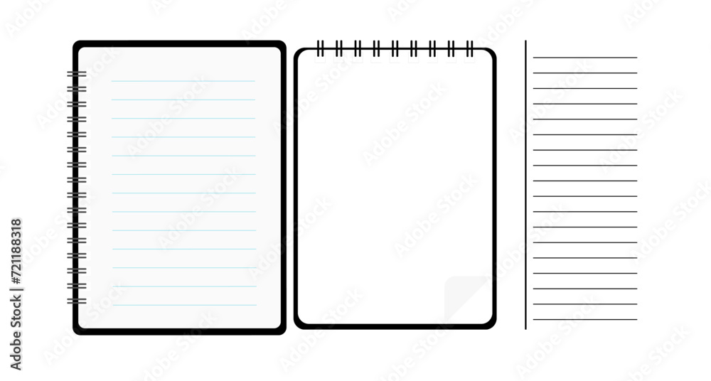 Blank spiral notepad notebook with lines. Vertical spiral notepad ...