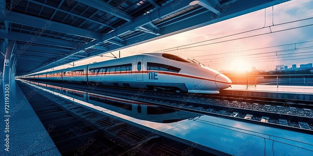 the new highspeed passenger train, modern High speed train in motion on ...
