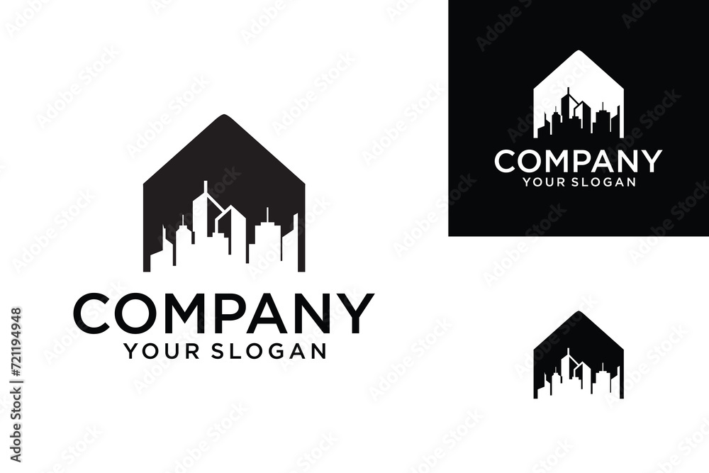 real estate logo Building logo design with negative space style real ...