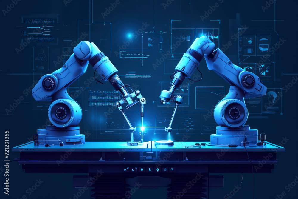 Robotics Arms: Mechanical arms equipped with surgical instruments and ...