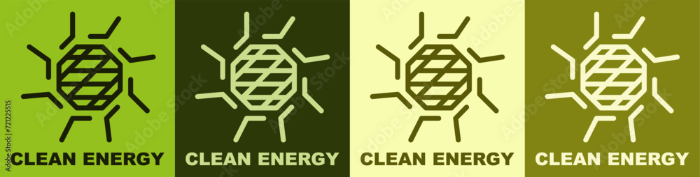 Symbols of clean, renewable and alternative energy. Set of solar energy ...