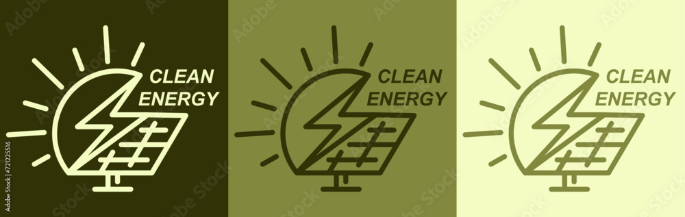 Vecteur Stock Set of solar energy logos. Symbols of clean, renewable ...