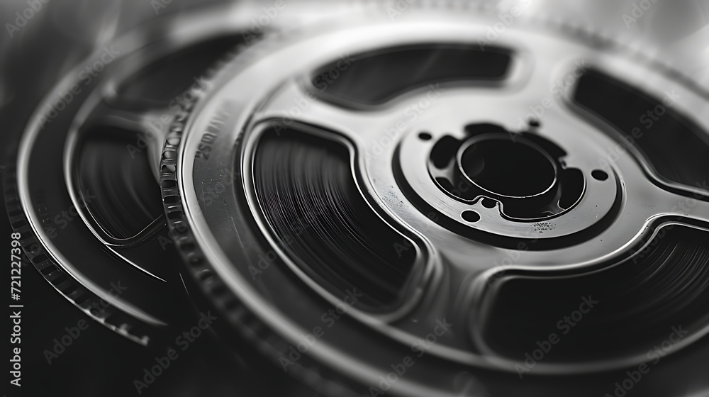 Vintage film reel with a grayscale gradient and classic grainy texture ...