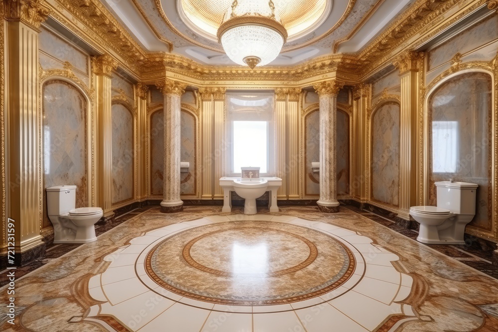 Luxury Royal Toilet Bowl in Palace Hall Center, Gilded Baroque Toilet ...
