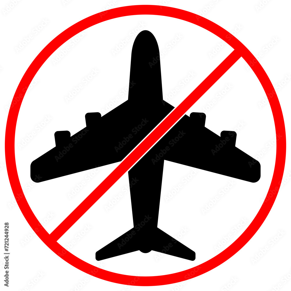 Vecteur Stock No fly zone icon. Red crossed out round sign with black ...