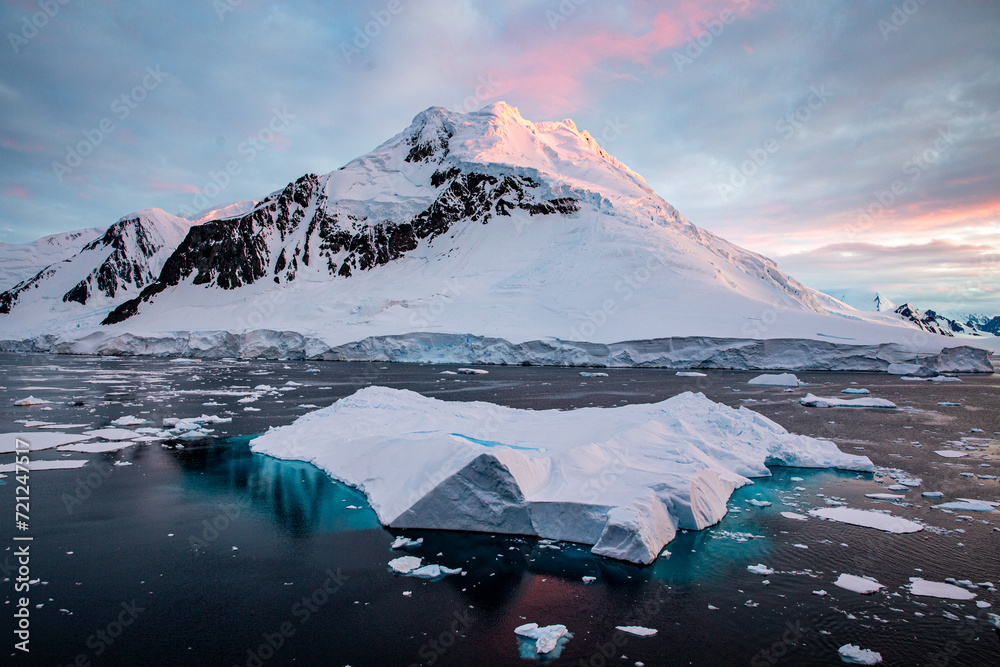 Floating iceberg with pool on the top of the iceberg with clear visible ...