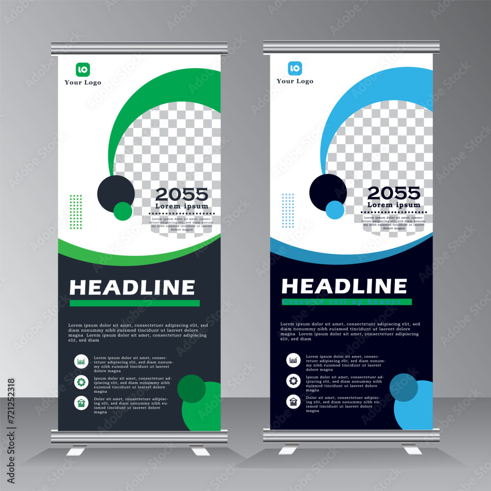 Roll up banner stand template design. Vertical banner template ...