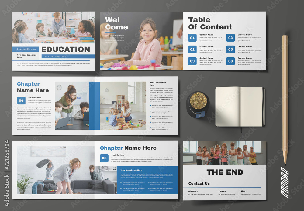 Education Brochure Layout Landscape Stock Template | Adobe Stock