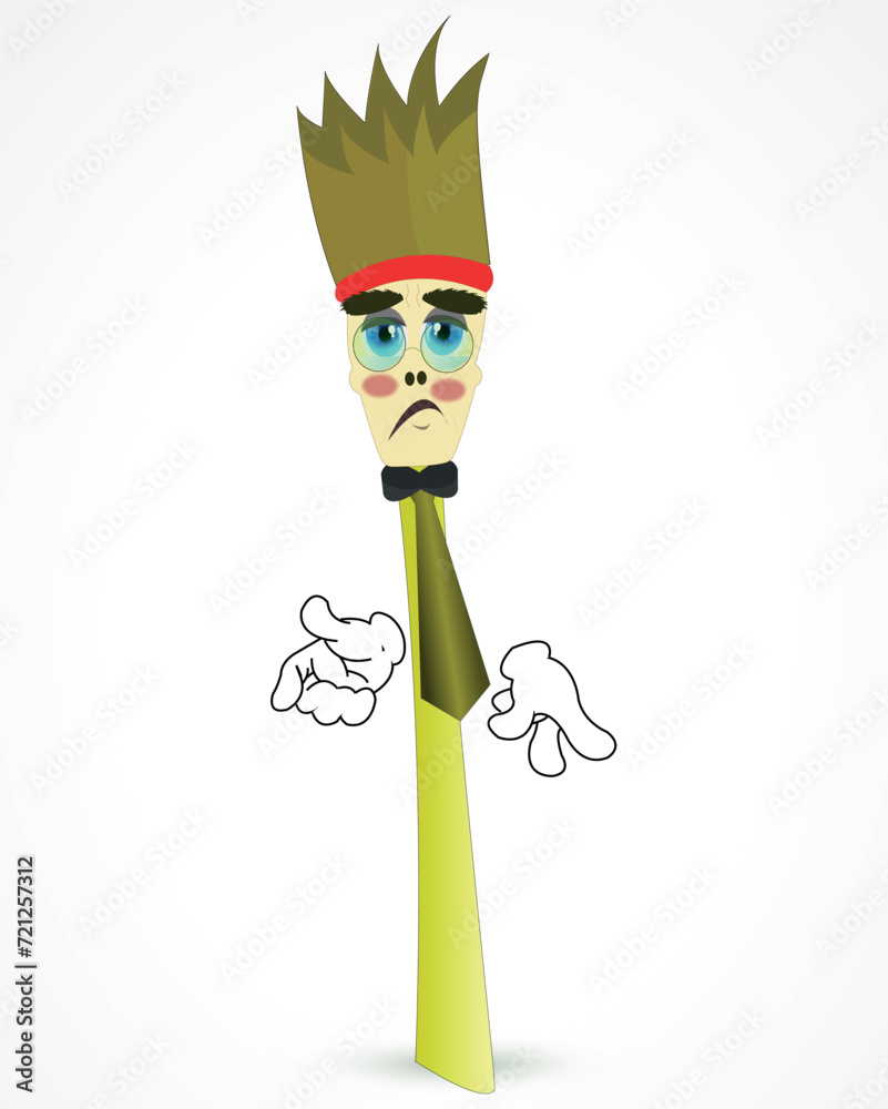 Vetor de sad mop with face expression mop mascot character cute cartoon ...