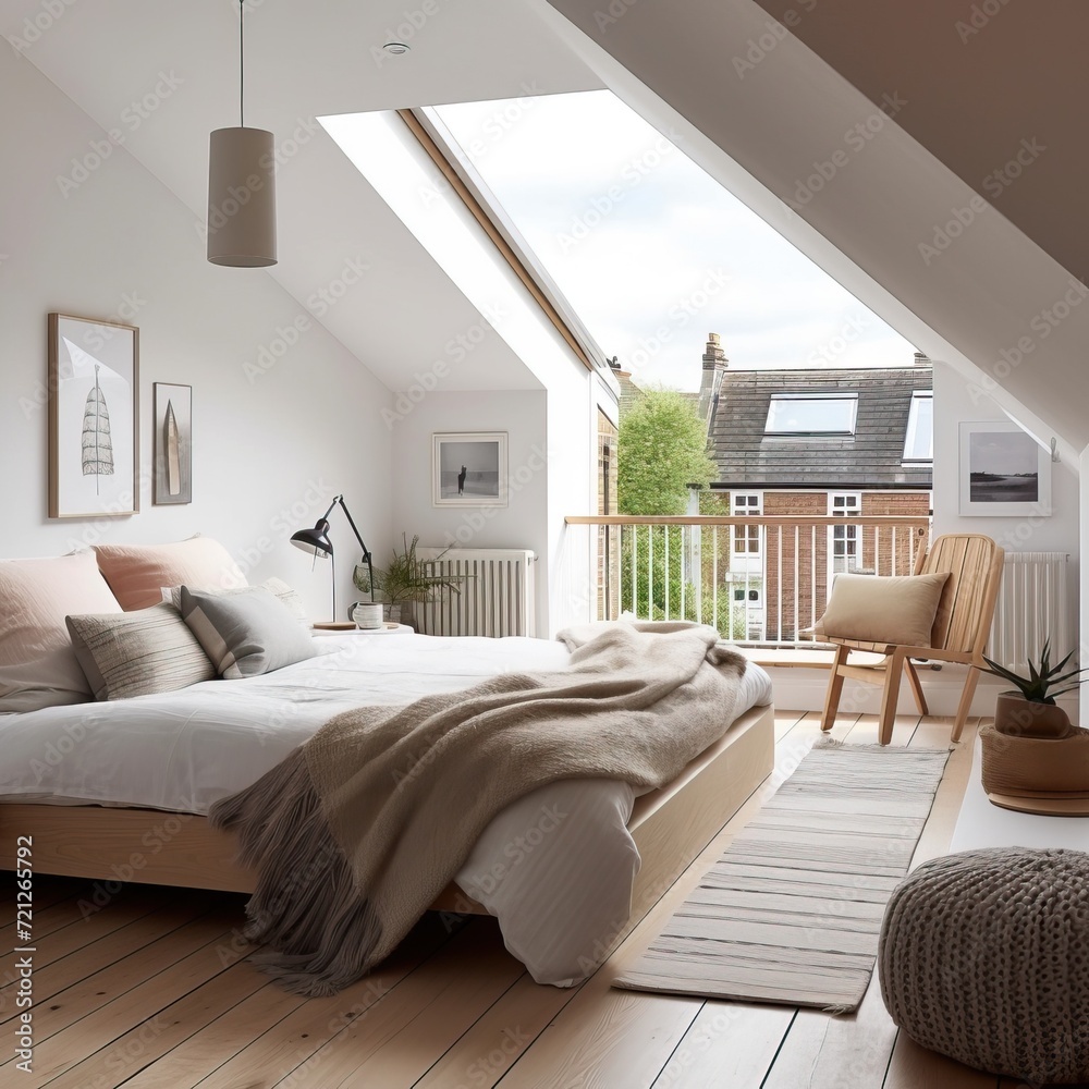 A large loft conversion in a london terrace house. there's a pitched ...