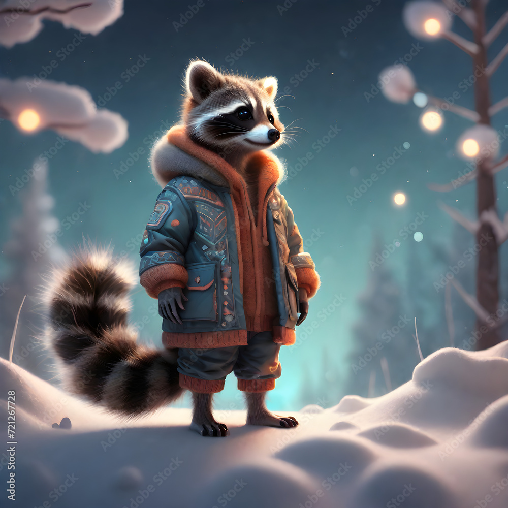 There was the most adorable fluffy baby raccoon with a ginger-colored ...