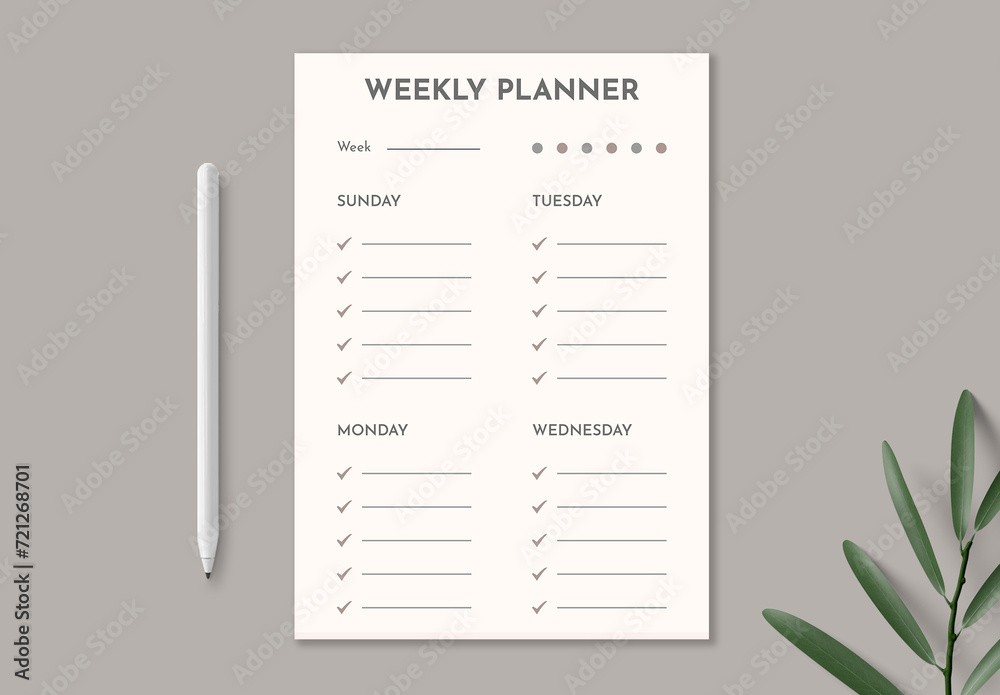 Weekly Planner Template Stock Template | Adobe Stock
