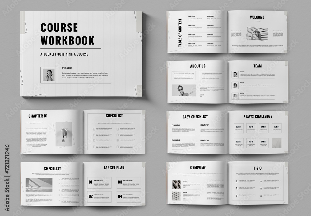 Course Workbook Template Landscape Layout Stock Template | Adobe Stock