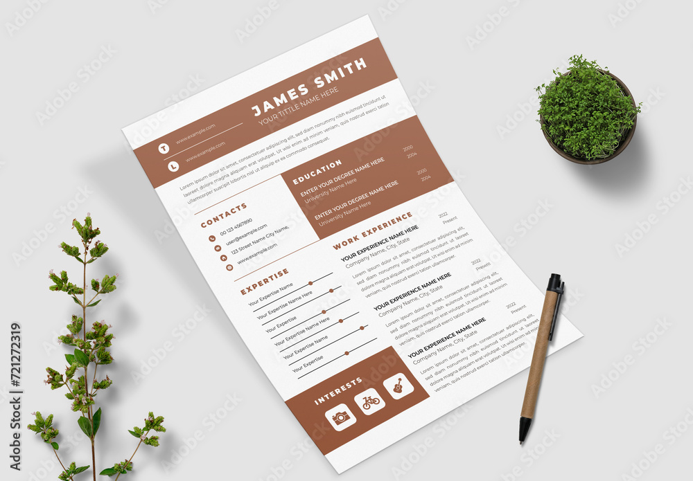 Modern Minimalist Resume And Cover Letter Layout Stock Template | Adobe ...