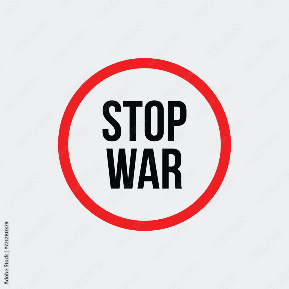 Stop war icon vector. Illustration sign of stop the war symbol with warning sign on white ...