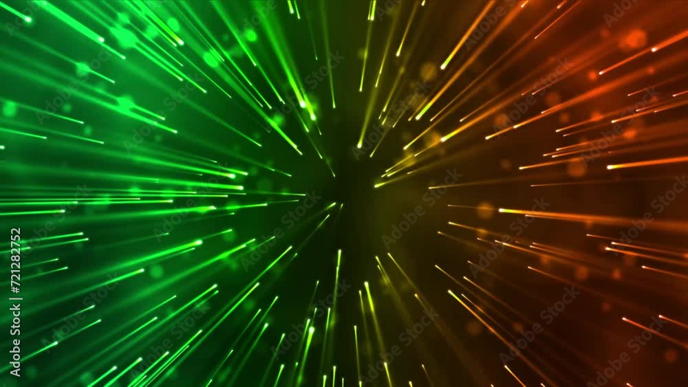 Neon line dot lens. Abstract green color background with animation ...