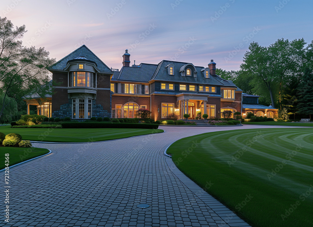 Exquisite home exterior. Beautiful house facade. Ideal image for ...